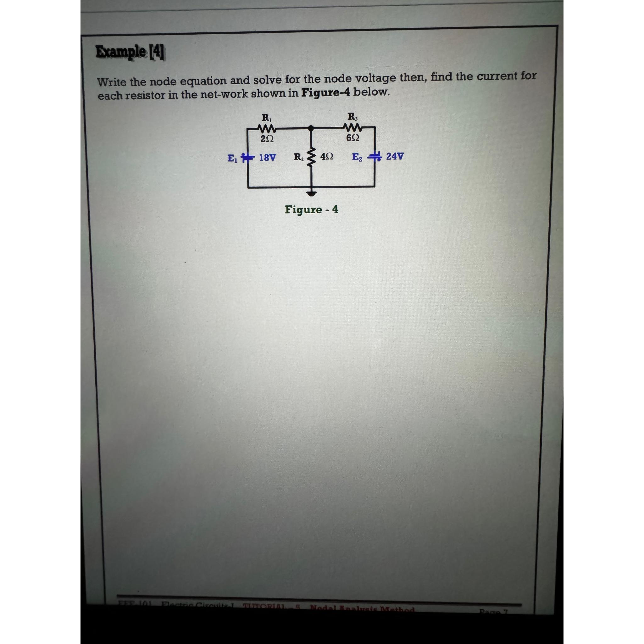 Solved Example [4]Write the node equation and solve for the | Chegg.com