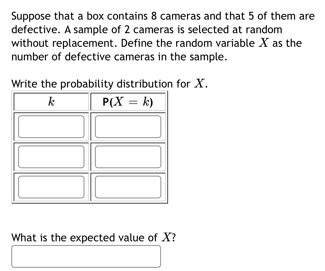 Solved Suppose that a box contains 8 ﻿cameras and that 5 ﻿of | Chegg.com