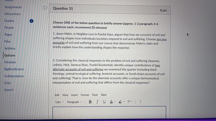 Choose ONE of the below question to briefly answer | Chegg.com