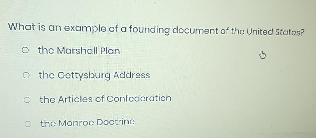 Solved What is an example of a founding document of the | Chegg.com