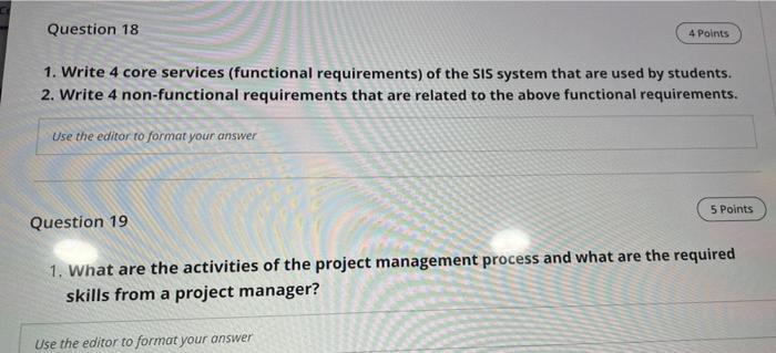 Solved Question 18 4 Points 1. Write 4 core services | Chegg.com