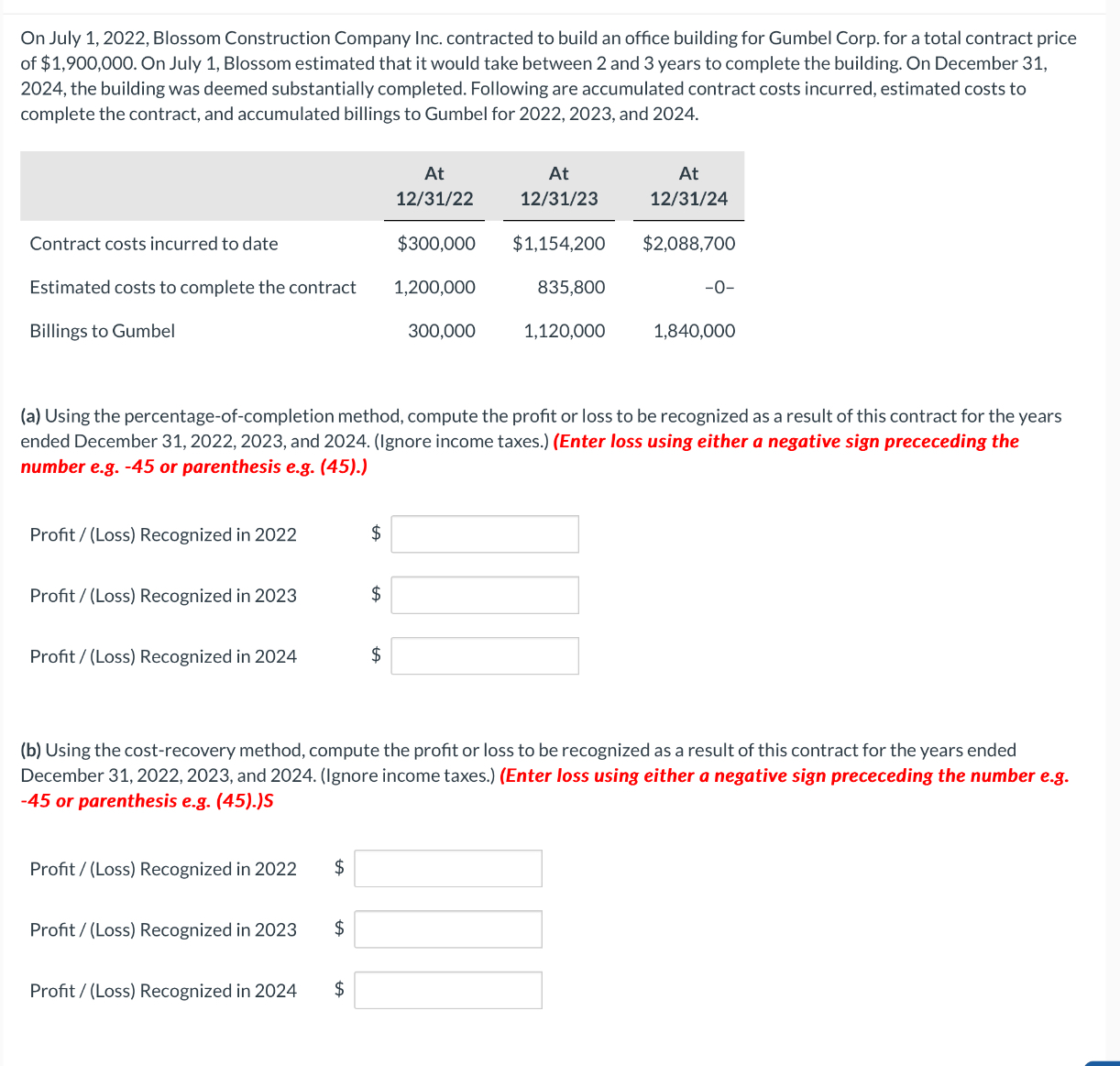 Solved On July 1, 2022, ﻿Blossom Construction Company Inc. | Chegg.com