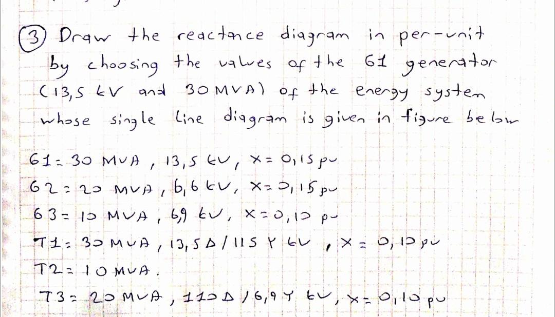 Solved 3 Draw The Reactance Diagram In Per Unit By Choosing