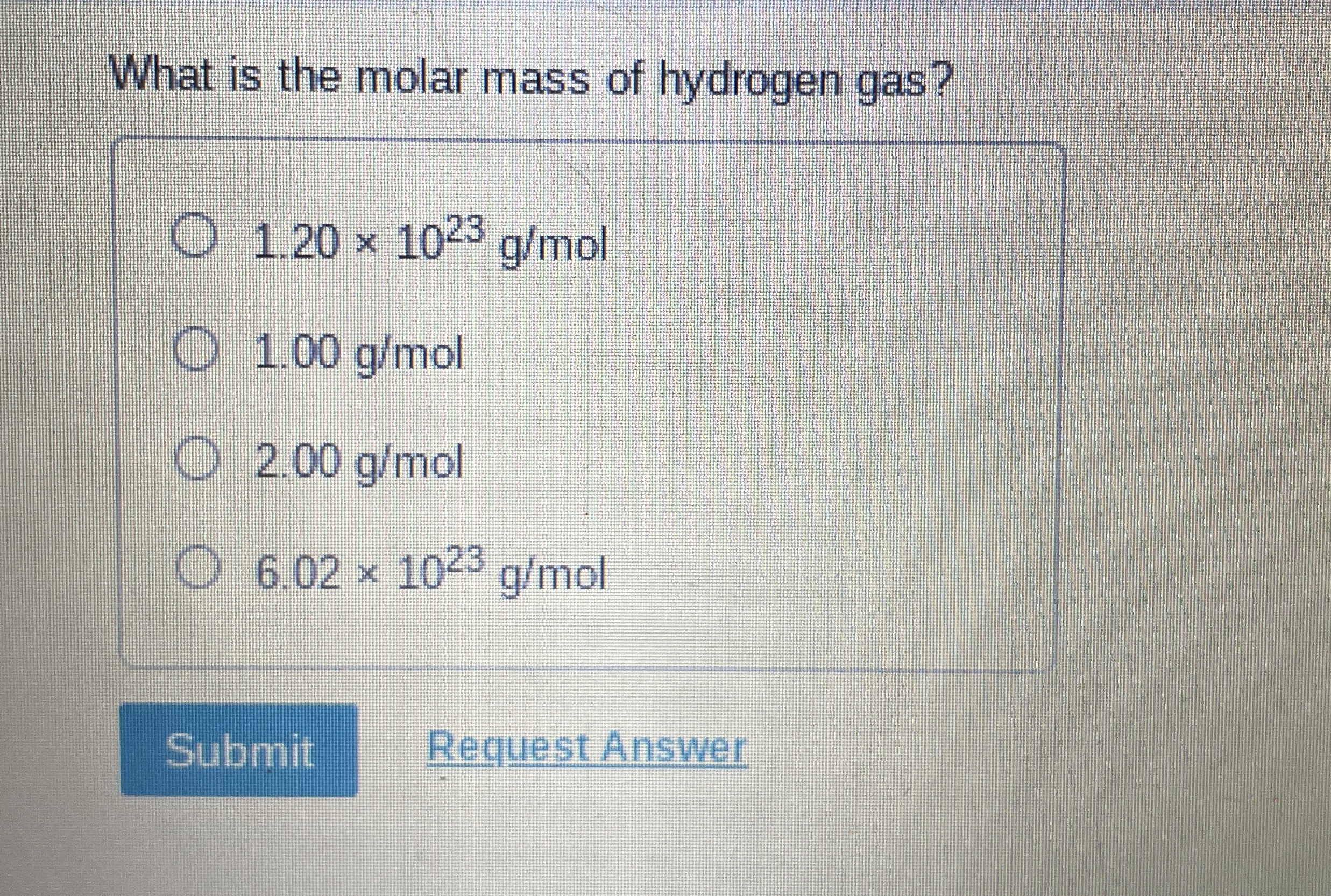 Solved What is the molar mass of hydrogen | Chegg.com