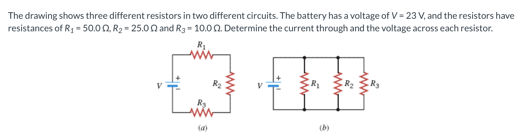 Solved The drawing shows three different resistors in two | Chegg.com