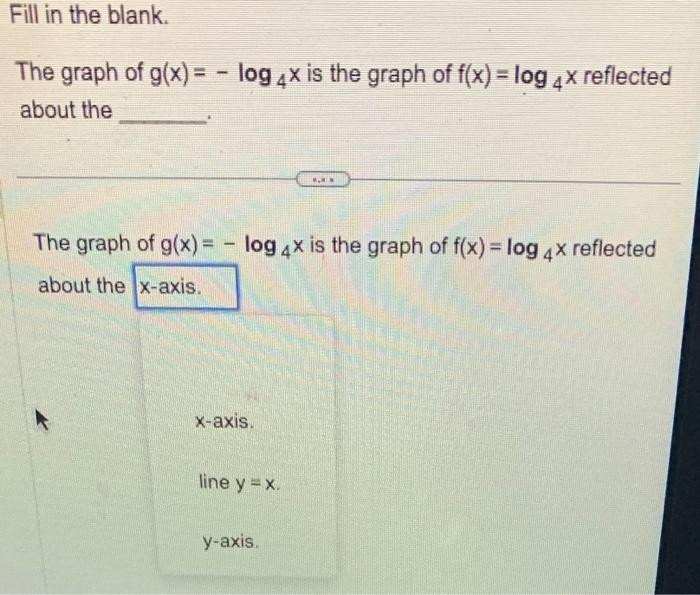 Solved The graph of g(x)=−log4x is the graph of f(x)=log4x | Chegg.com