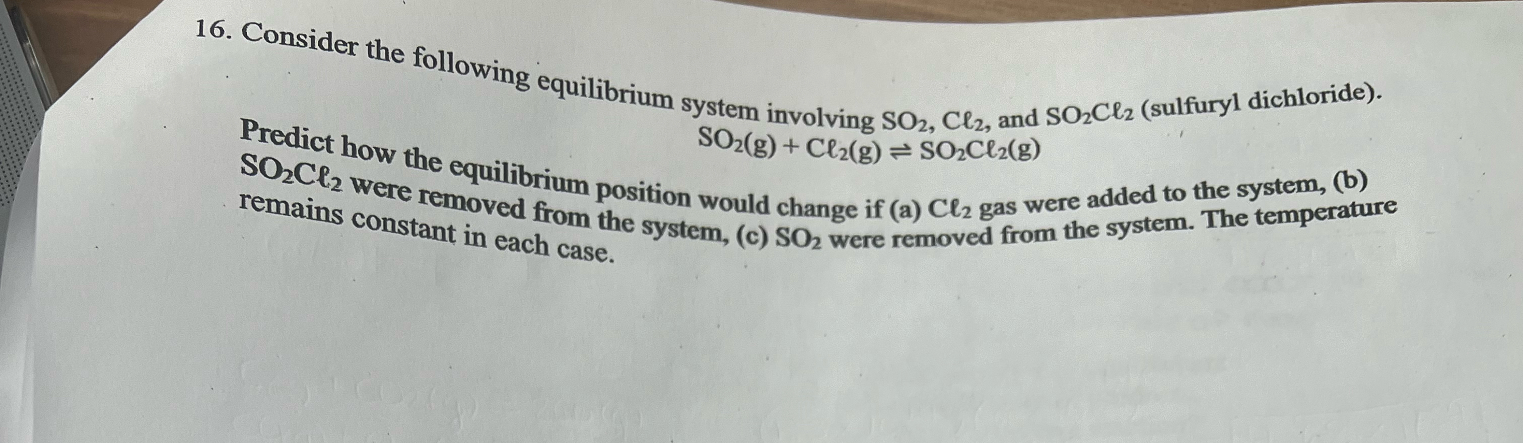 Solved Consider the following equilibrium system involving | Chegg.com