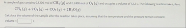 Solved A wmple of gus contains 0.1200 ﻿mol of CH4(g) ﻿and | Chegg.com