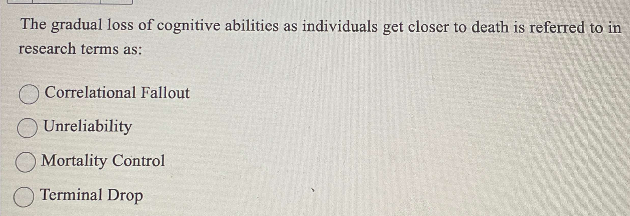 Solved The gradual loss of cognitive abilities as | Chegg.com