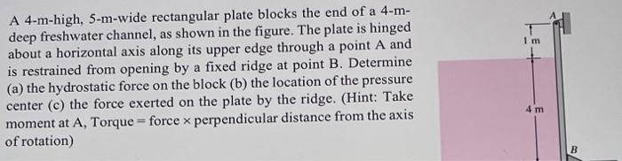 Solved A 4-m-high, 5-m-wide rectangular plate blocks the end | Chegg.com
