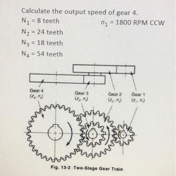 Solved Calculate the output speed of gear 4. Ny = 8 teeth n1 | Chegg.com