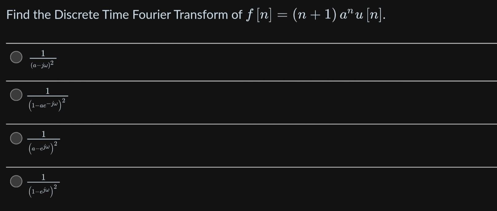 Solved Find the Discrete Time Fourier Transform of \( | Chegg.com