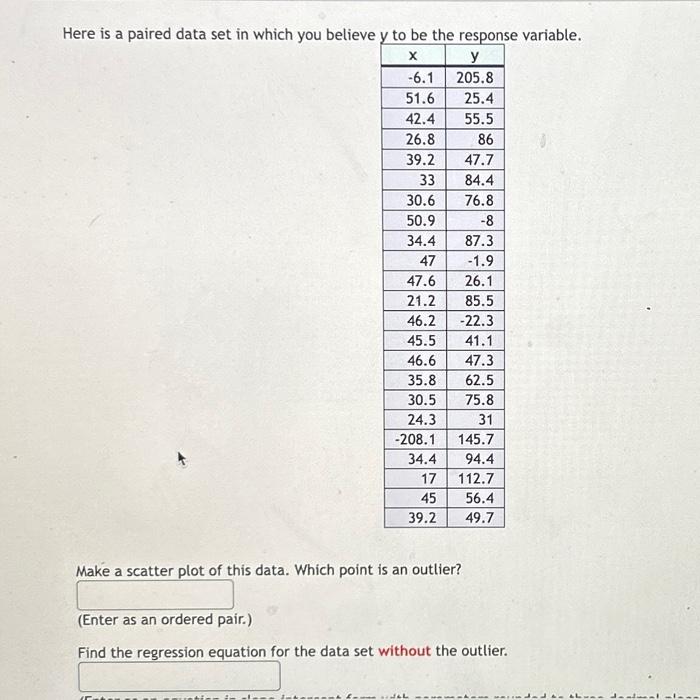 Here is a paired data set in which you believi | Chegg.com