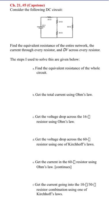 Solved Ch. 21, #5 (Capstone) Consider the following DC | Chegg.com