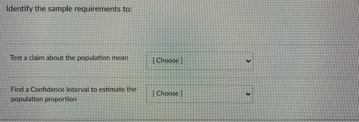 Solved answer choices:srs, population is normally | Chegg.com