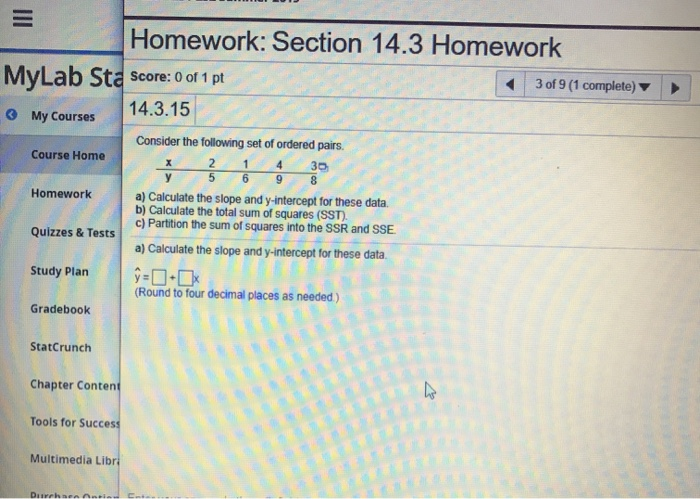 Solved Homework Section 14 3 Homework Mylab Sta Score 0 Of