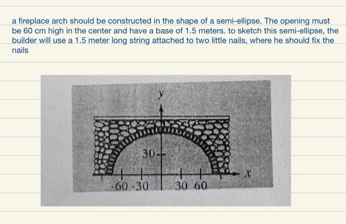 Solved a fireplace arch should be constructed in the shape | Chegg.com