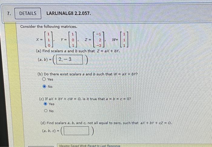 Solved Consider the following matrices. | Chegg.com