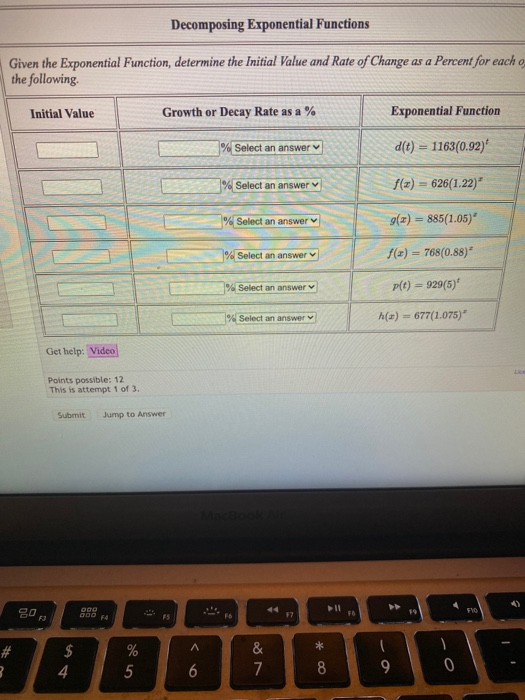 Solved Decomposing Exponential Functions Given the | Chegg.com