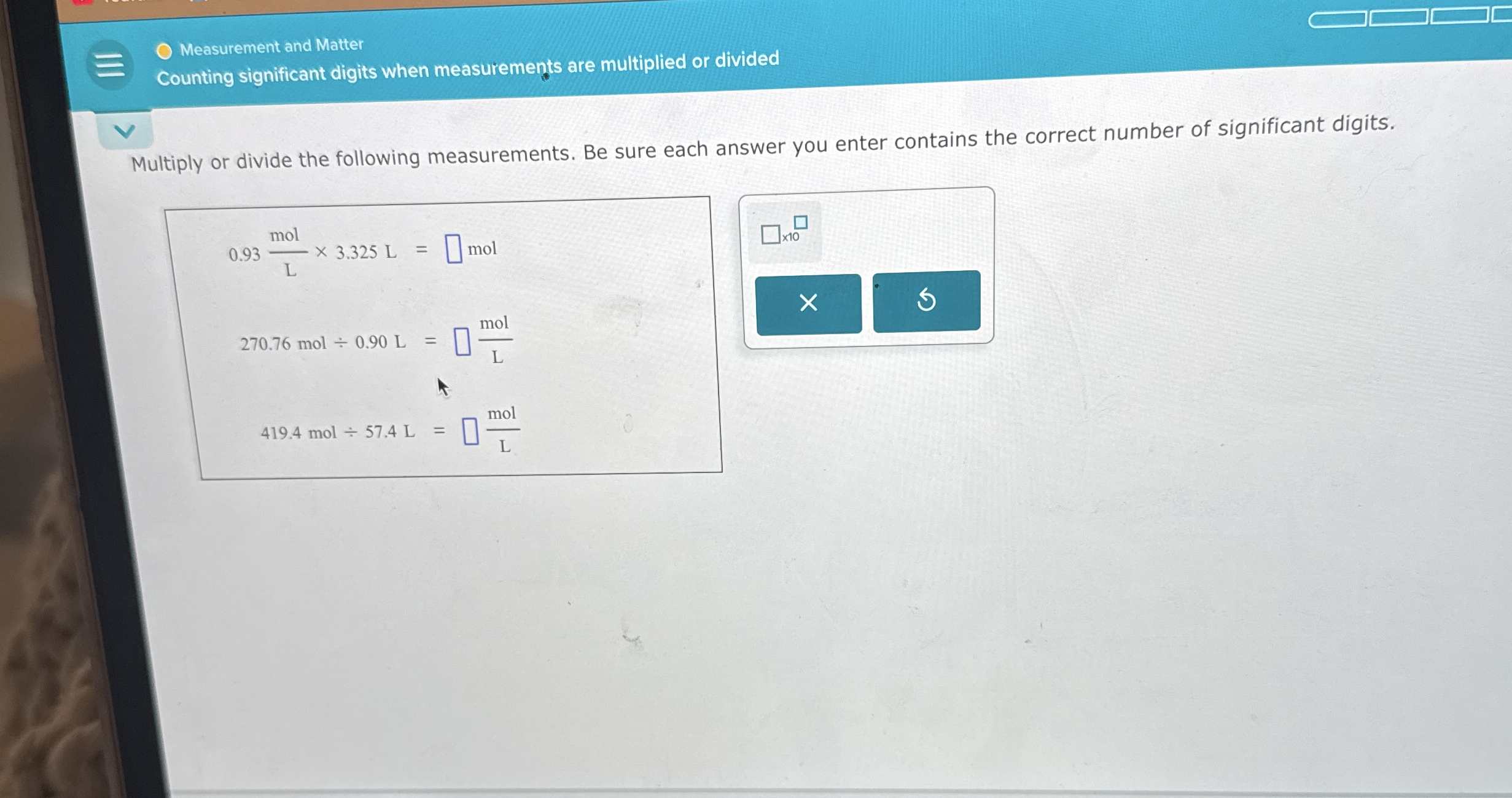 Solved Measurement and MatterCounting significant digits | Chegg.com