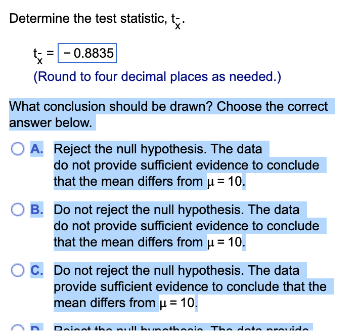 Solved Determine the test statistic, | Chegg.com