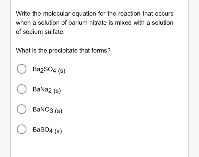 Solved Write the molecular equation for the reaction that | Chegg.com
