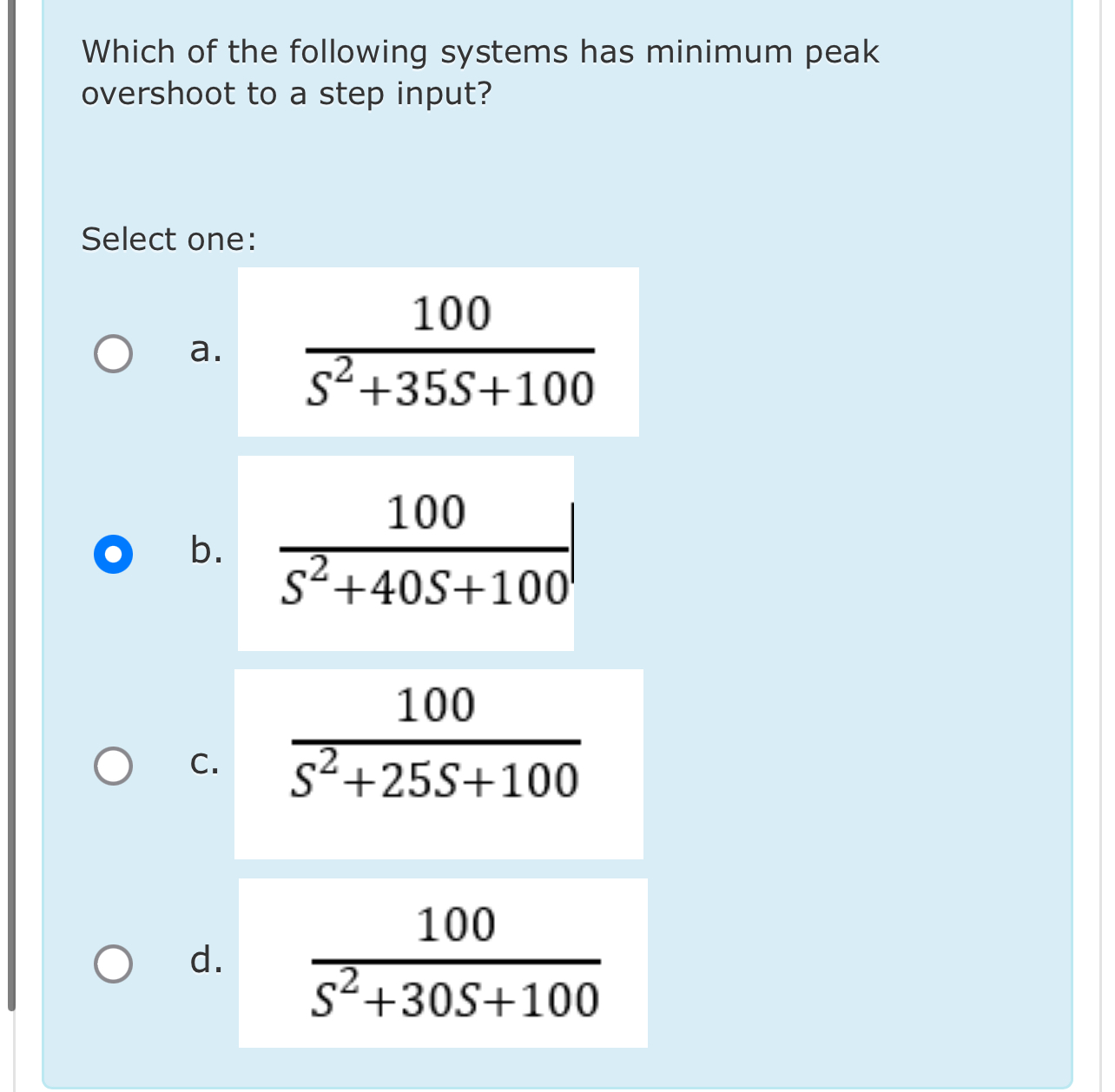 Solved Which of the following systems has minimum peak | Chegg.com