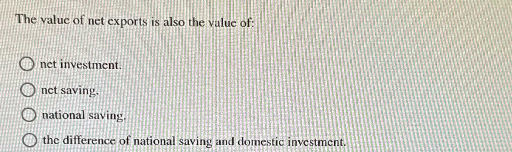 Solved The value of net exports is also the value of:net | Chegg.com