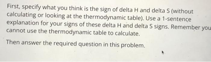 Solved First, specify what you think is the sign of delta H | Chegg.com