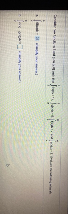 Solved 8 8 Consider two functions f and g on [2,8] such that | Chegg.com