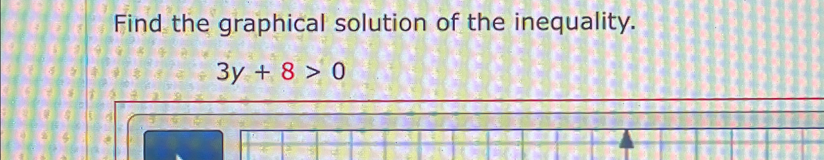 Solved Find the graphical solution of the inequality.3y+8>0 | Chegg.com