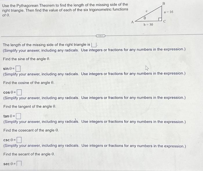 Solved Use the Pythagorean Theorem to find the length of the | Chegg.com