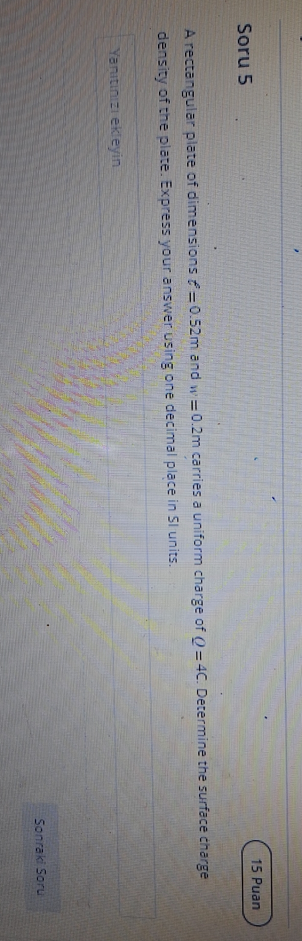 Solved Soru 515 ﻿PuanA rectangular plate of dimensions | Chegg.com