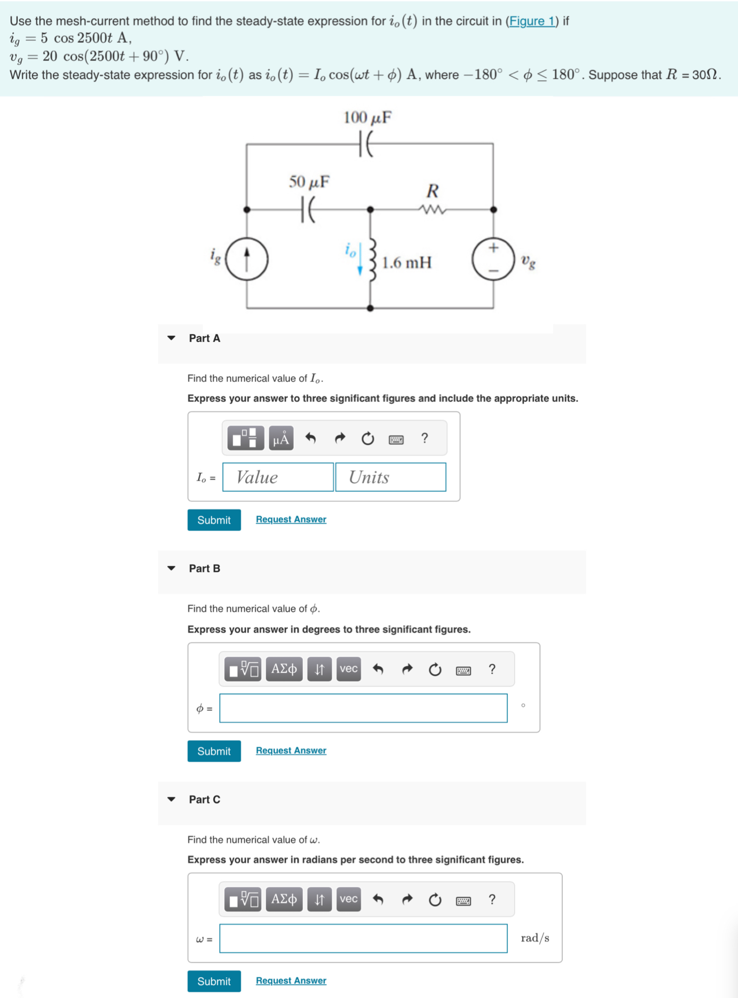 Solved Use the mesh-current method to find the steady-state | Chegg.com