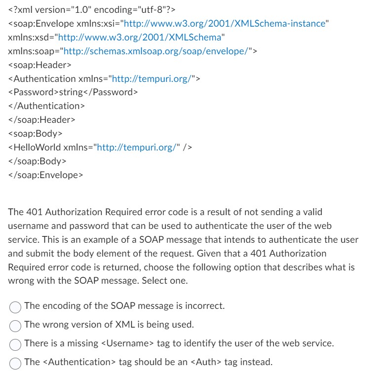 Solved The 401 ﻿Authorization Required error code is a | Chegg.com