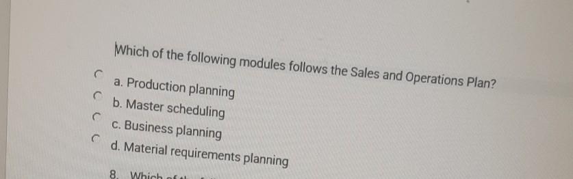 Solved Which of the following modules follows the Sales and | Chegg.com
