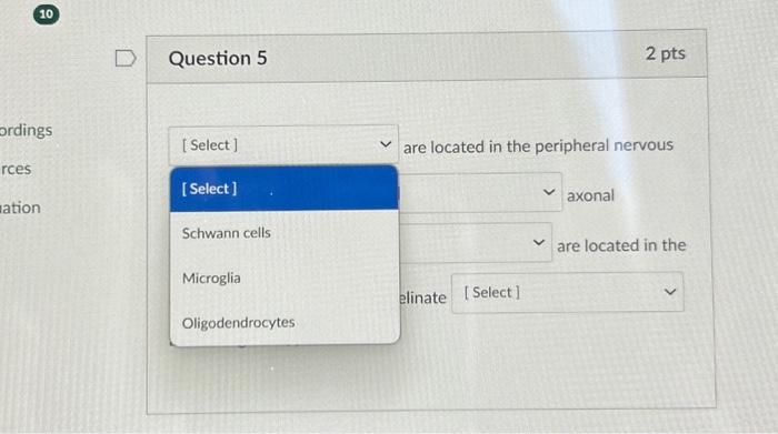 Solved 10 Question 5 2pts [Select ] are located in the | Chegg.com