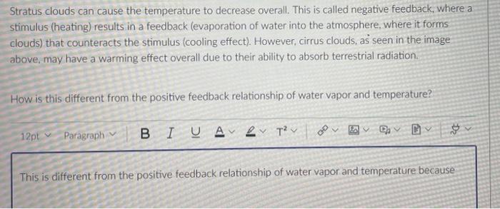 Solved Stratus Clouds Can Cause The Temperature To Decrease 4295