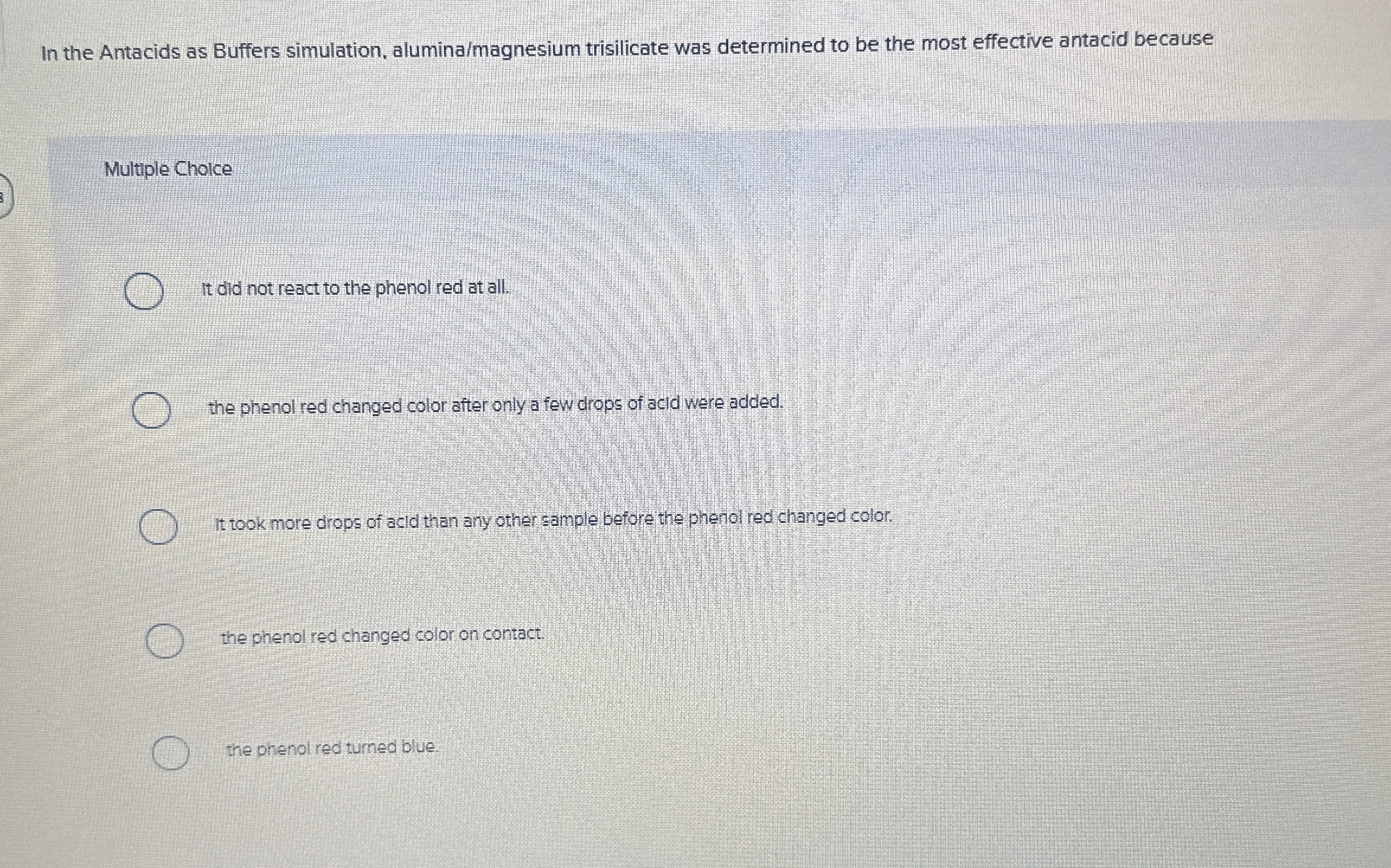 Solved In the Antacids as Buffers simulation, | Chegg.com