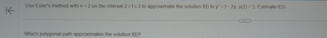 Solved Use Euler's method with n=2 ﻿on the interval 2≤t≤3 | Chegg.com