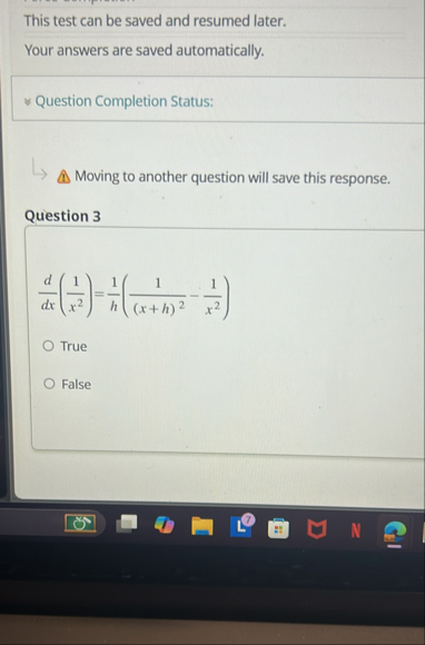 Solved This test can be saved and resumed later.Your answers | Chegg.com