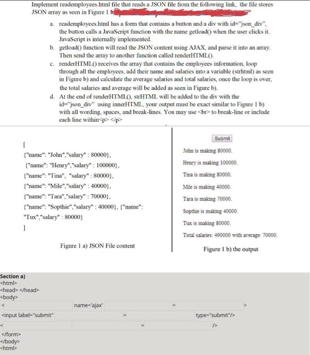 Solved Implement reademployees.html file that reads a JSON | Chegg.com