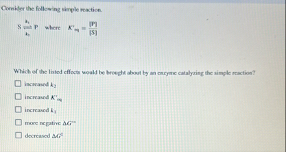 Solved Consider the following simple reaction.S(⇌L1)PK2, | Chegg.com