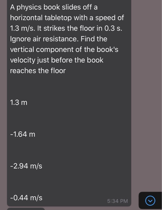 Solved A physics book slides off a horizontal tabletop with | Chegg.com