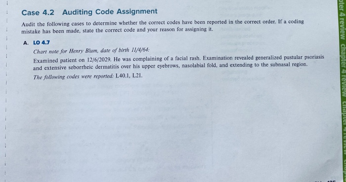 Case 4.2 Auditing Code Assignment Audit the following | Chegg.com