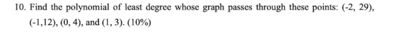 Solved Find the polynomial of least degree whose graph | Chegg.com