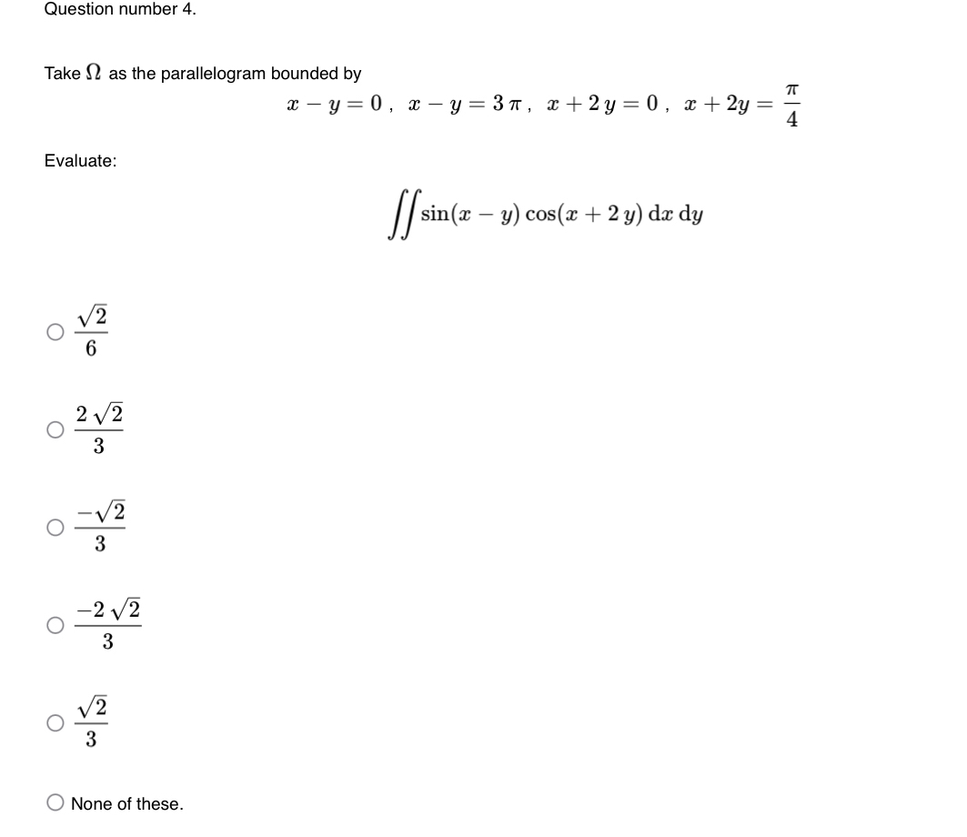 Solved Question number 4.Take Ω ﻿as the parallelogram | Chegg.com