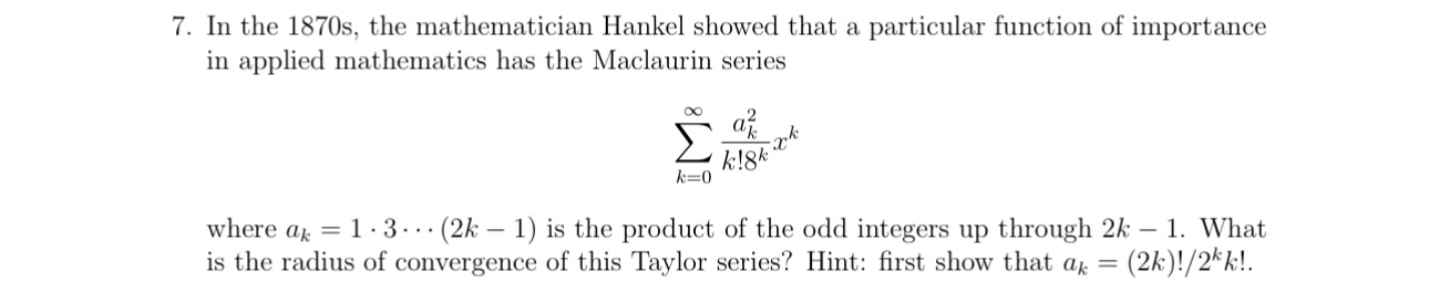 Solved In the 1870 ﻿s, ﻿the mathematician Hankel showed that | Chegg.com