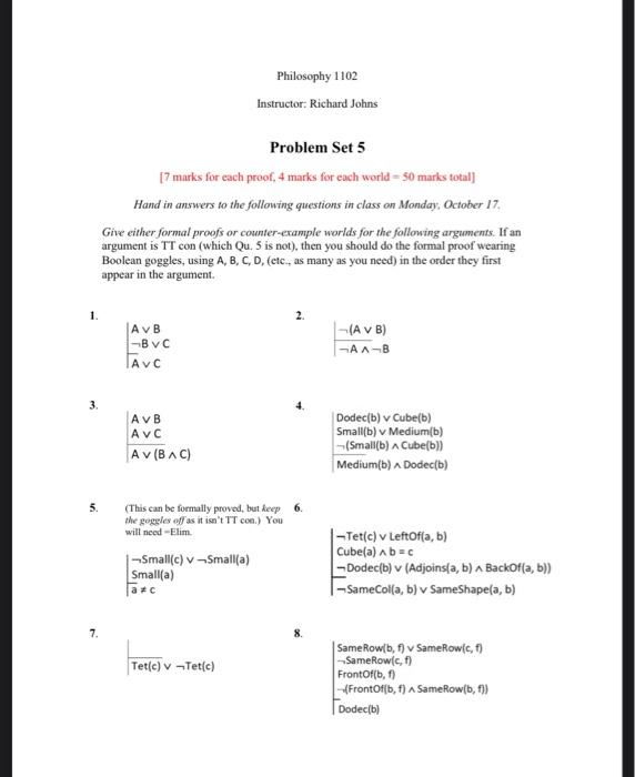 Give Either Formal Proofs Or Counter Example Worlds