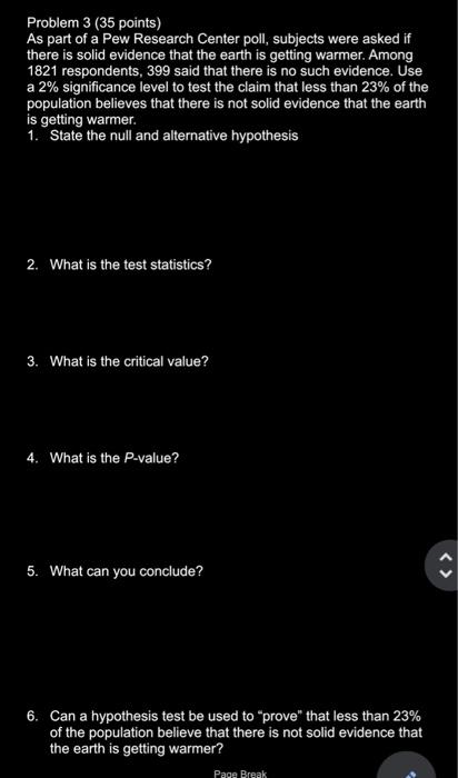 Solved Problem 3 (35 points) As part of a Pew Research | Chegg.com